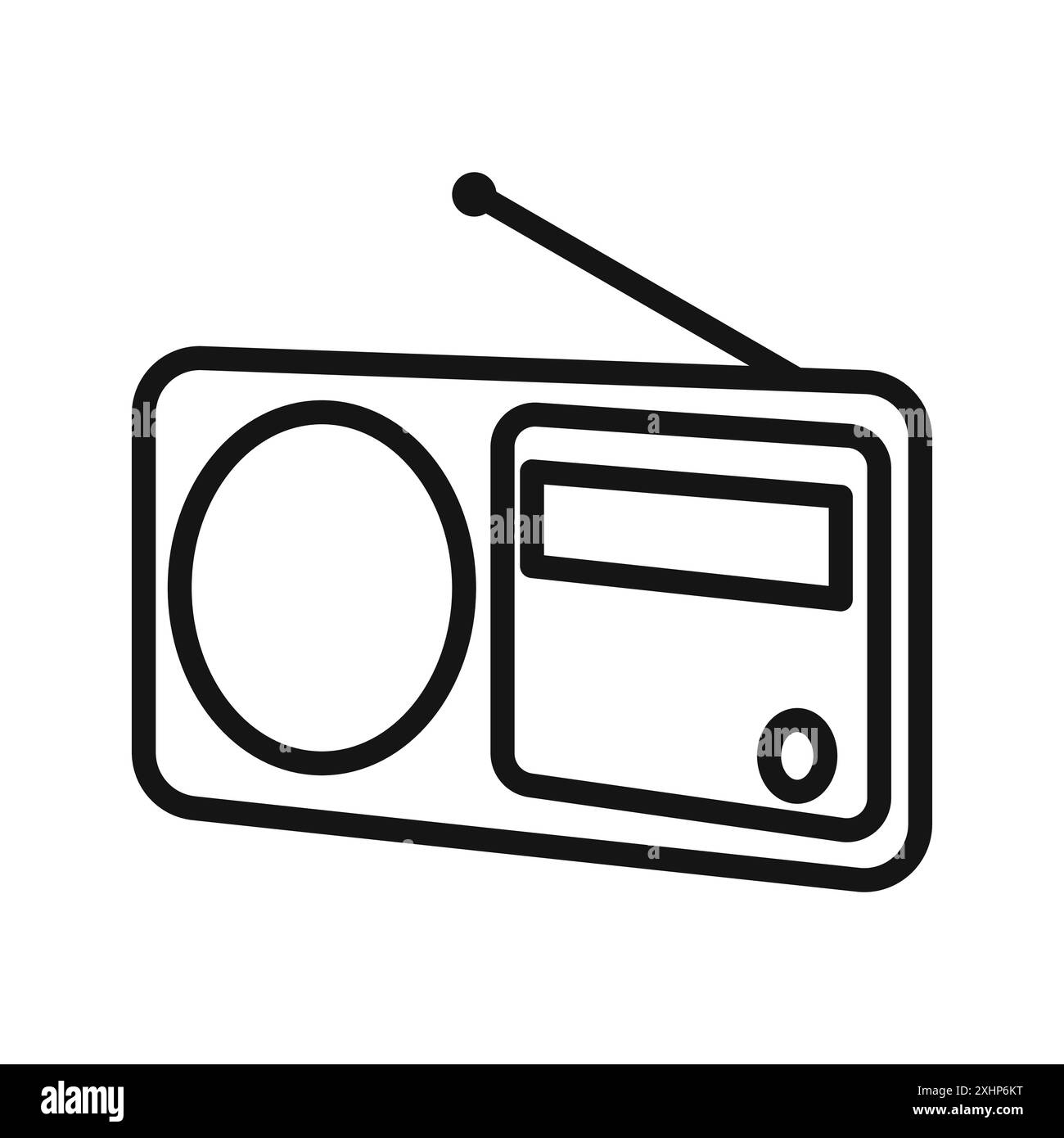 radio icon Black line art vector in black and white outline set ...