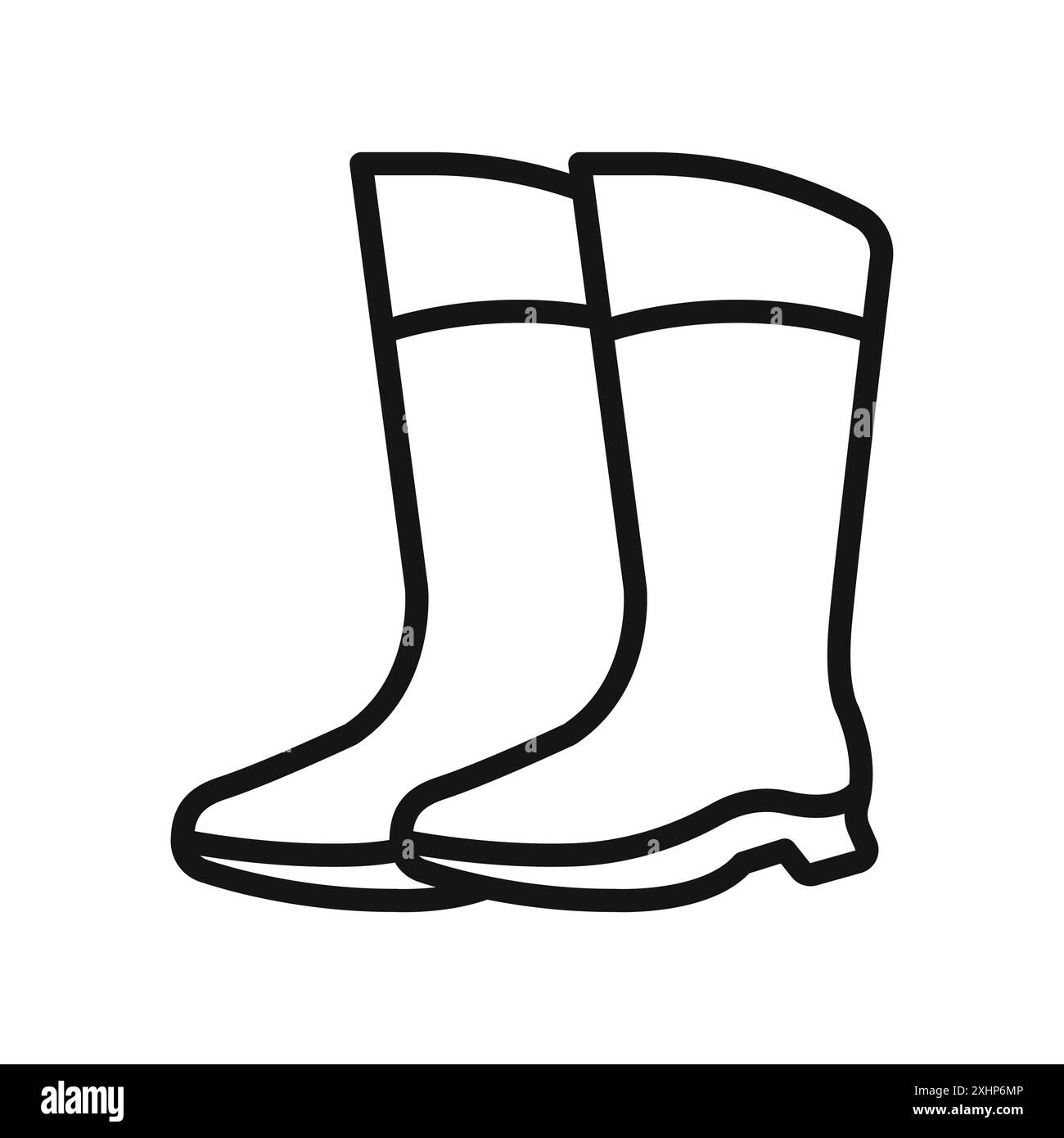 Rubber boots icon Black line art vector in black and white outline set ...