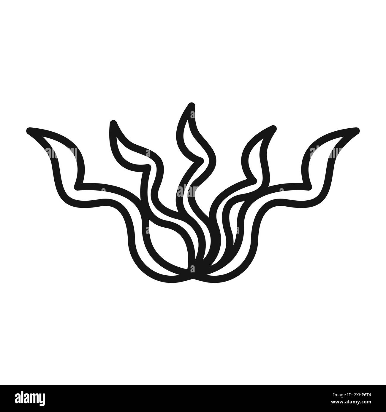Seaweed Icon Black Line Art Vector In Black And White Outline Set Collection Sign Stock Vector