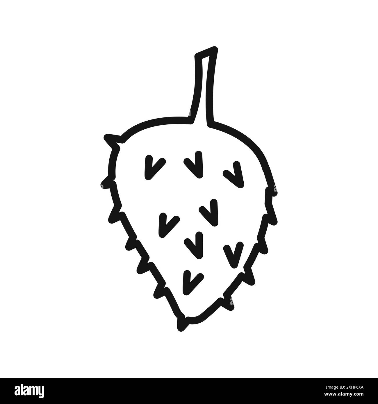 Soursop icon Black line art vector in black and white outline set collection sign Stock Vector ...