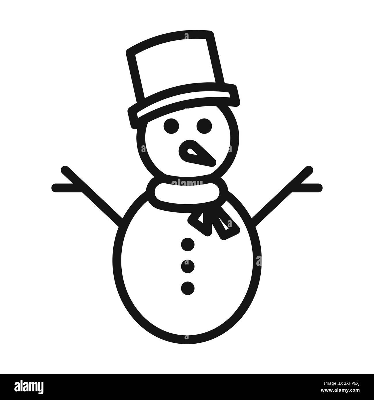 snow man icon Black line art vector in black and white outline set ...