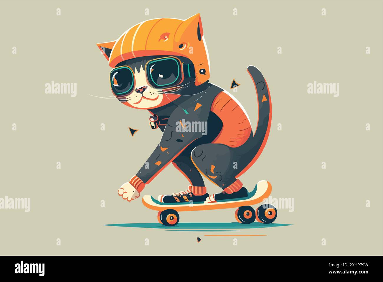 cat riding a skateboard vector illustration Stock Vector Image & Art ...