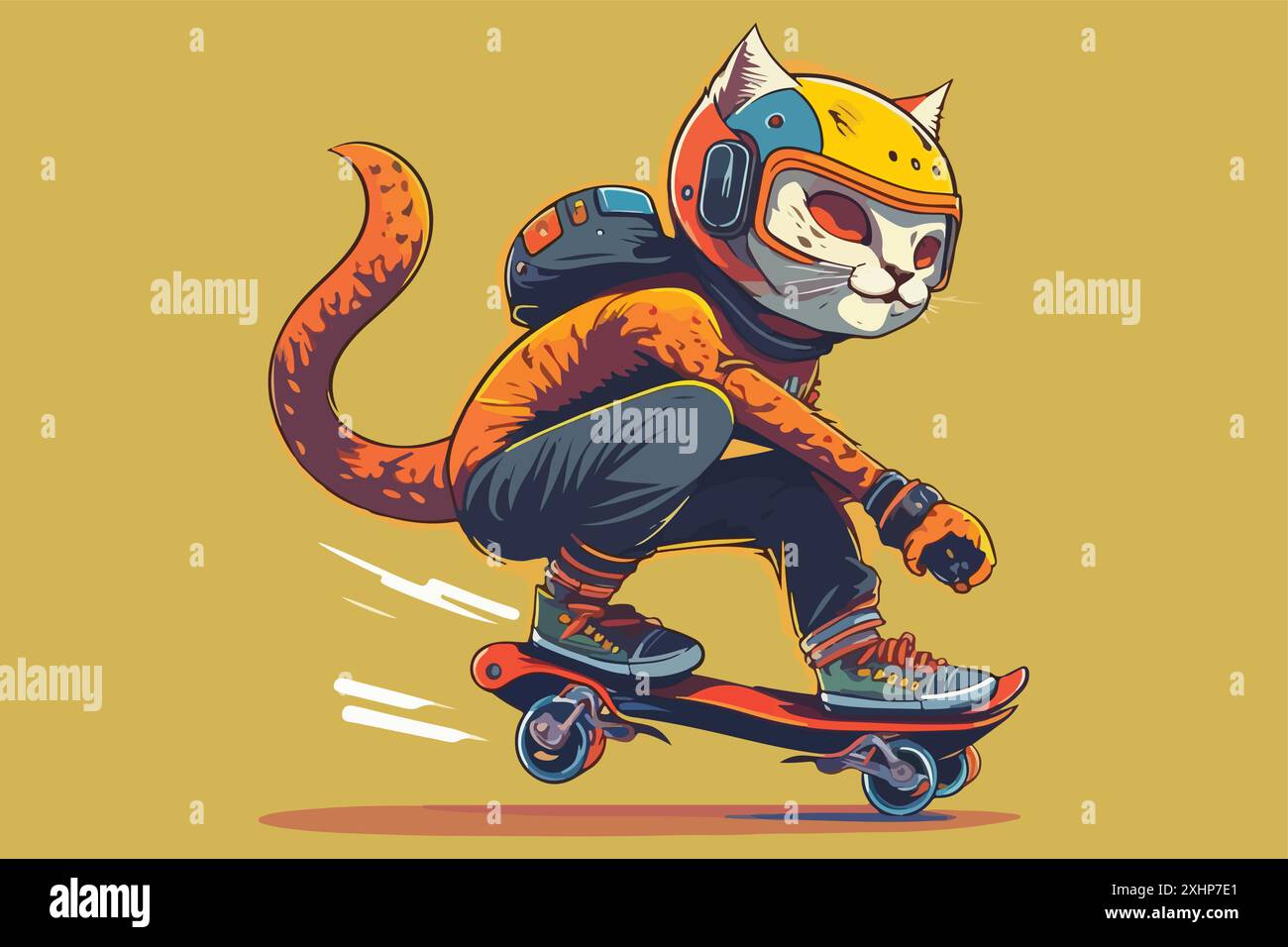 cat riding a skateboard vector illustration Stock Vector Image & Art ...