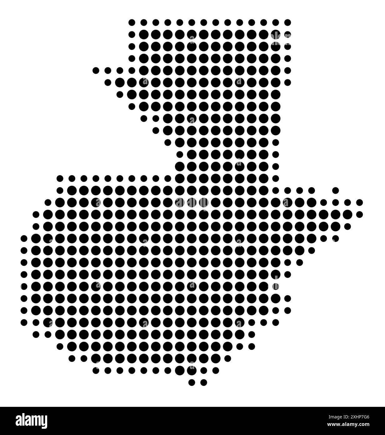 Abstract map of Guatemala showing the area of the country with a ...