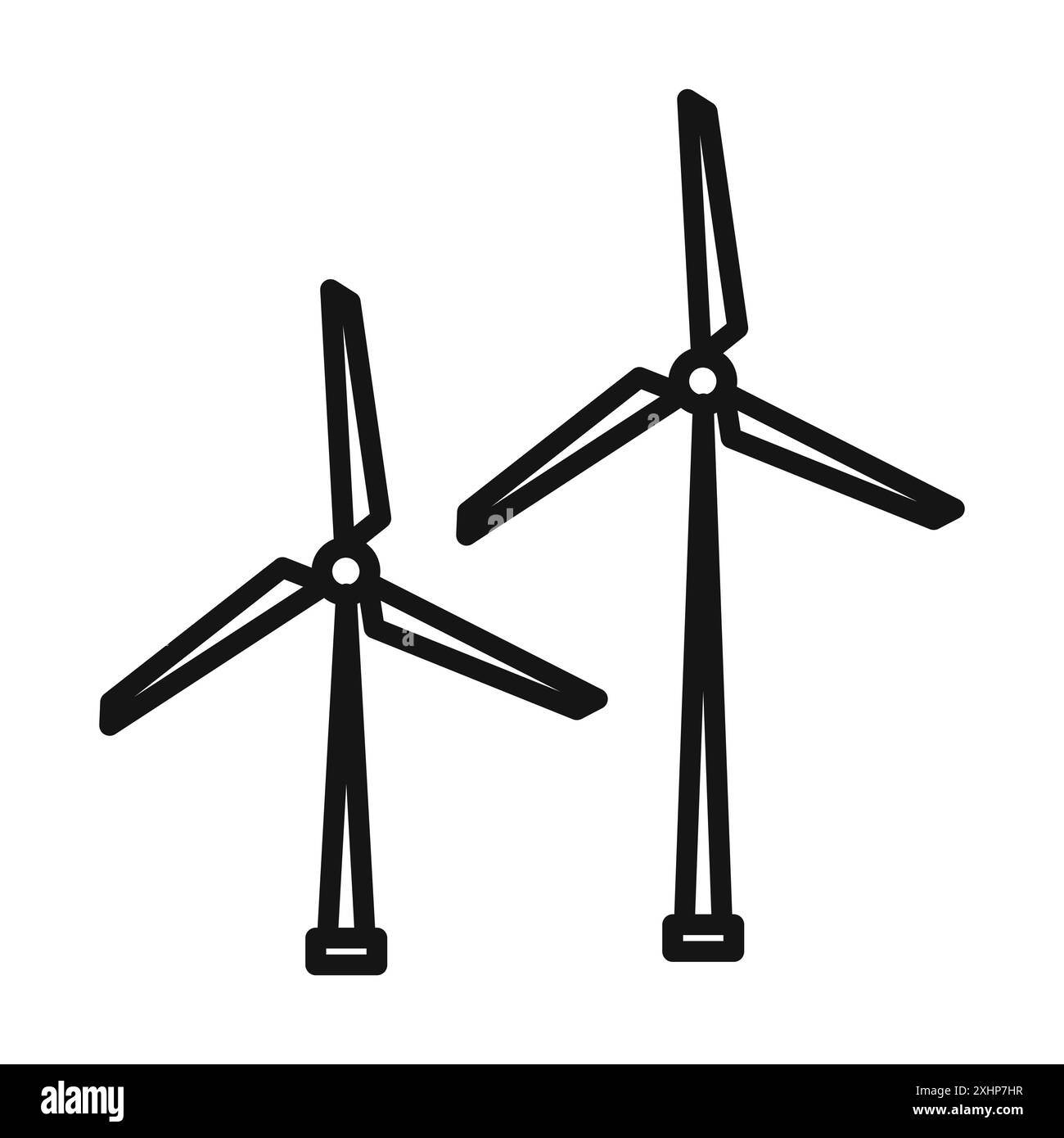 wind mill icon Black line art vector in black and white outline set ...