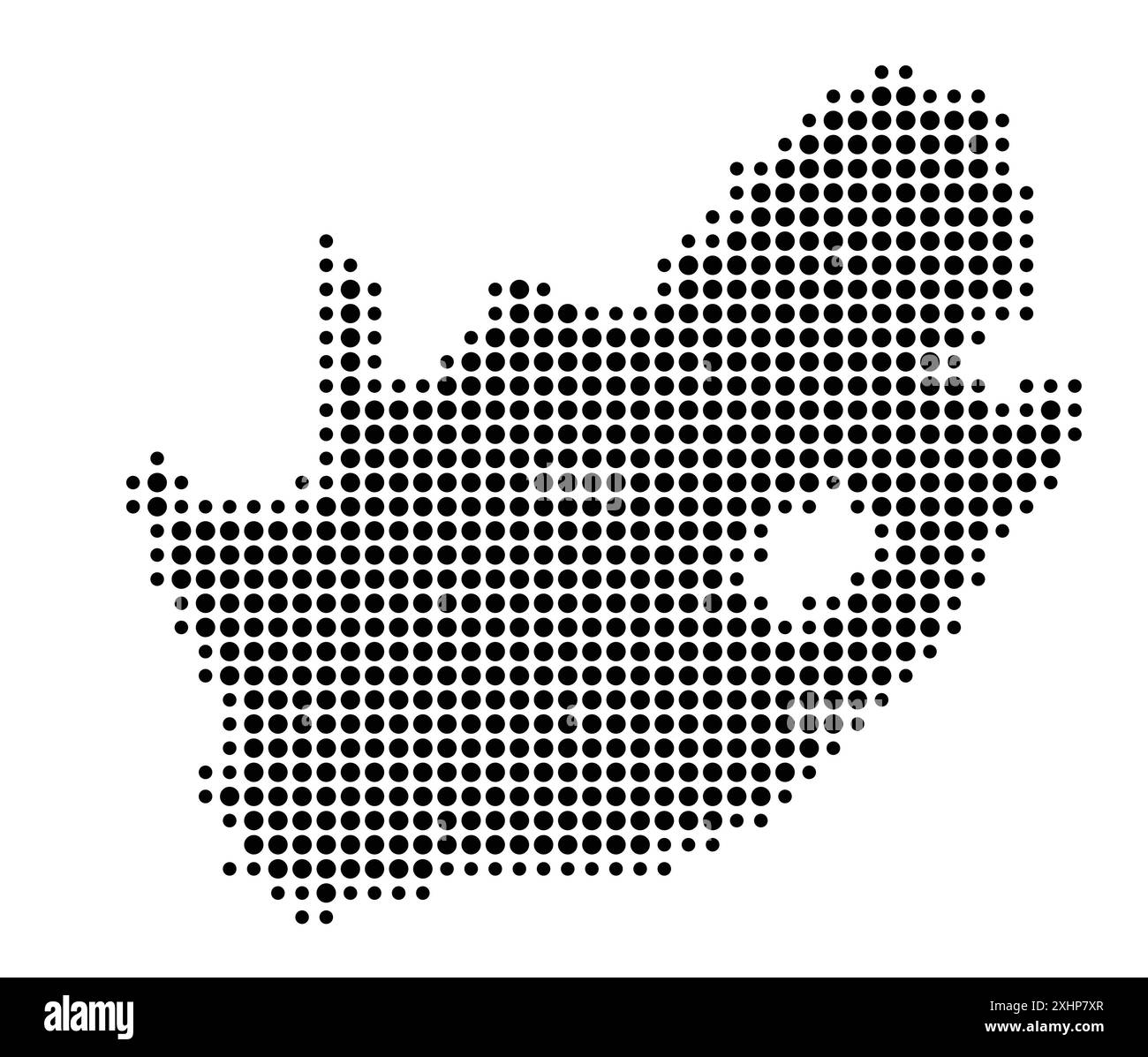 Abstract map of South Africa showing the area of the country with a ...