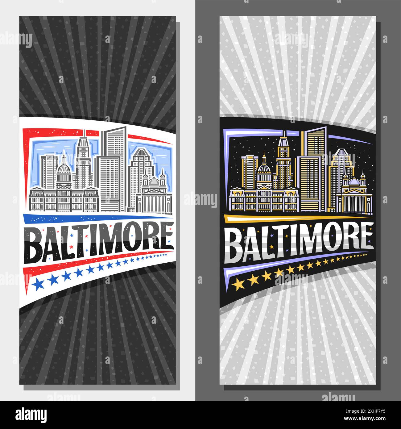 Vector vertical layouts for Baltimore, decorative leaflet with ...
