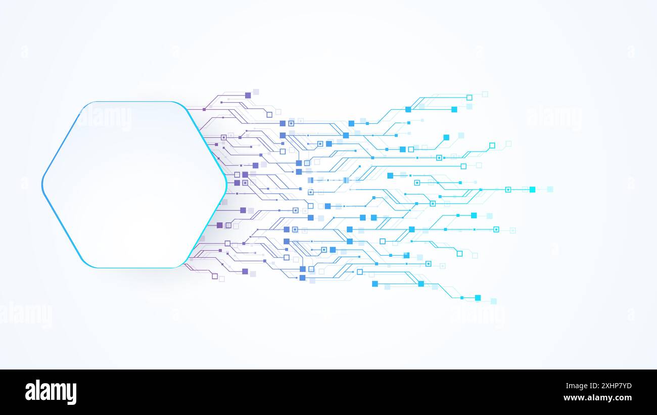 Artificial Intelligence or machine learning vector design. Quantum computer technology concept ...