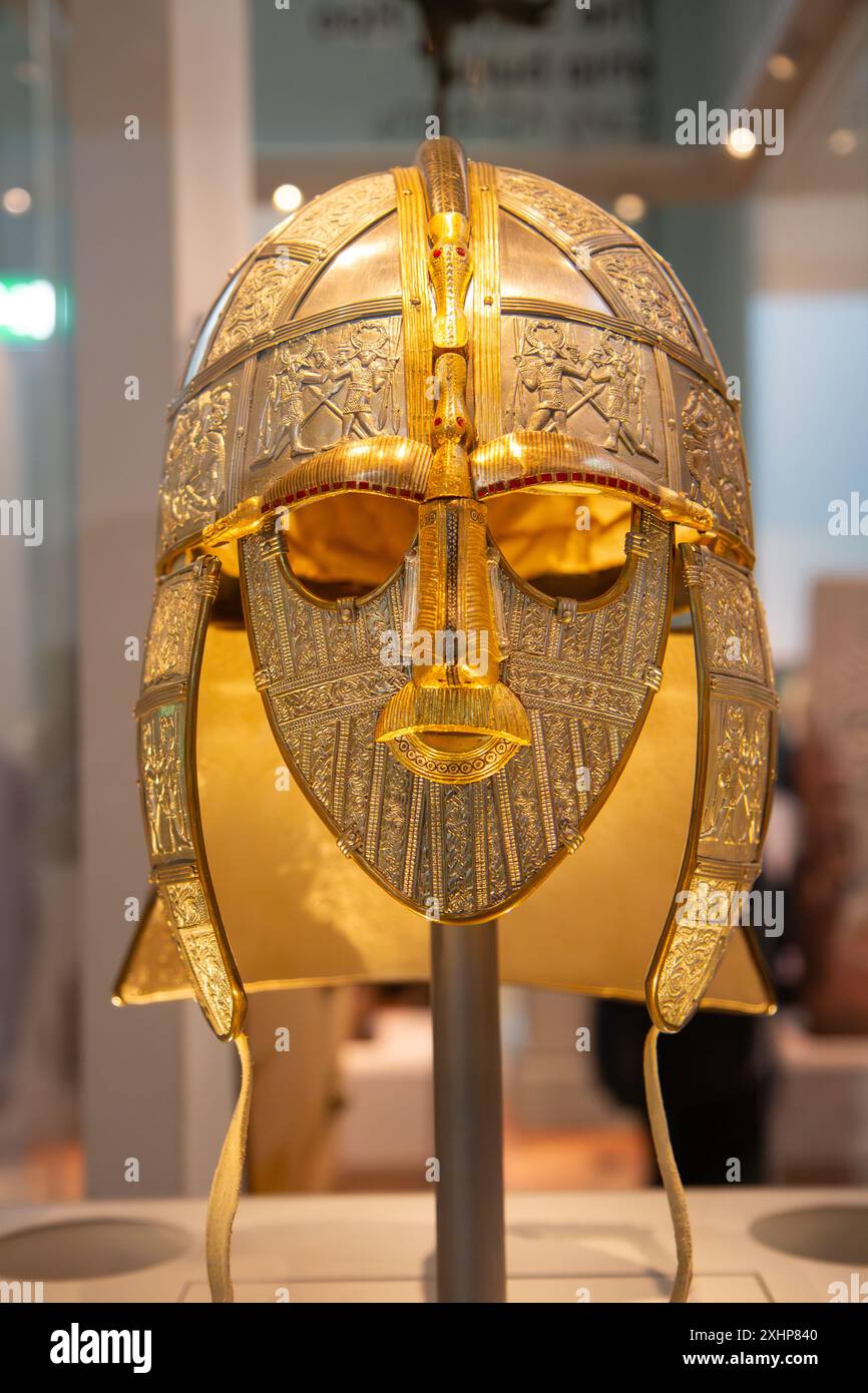 Royal Armories replica of the Sutton Hoo helmet. British Museum, London ...