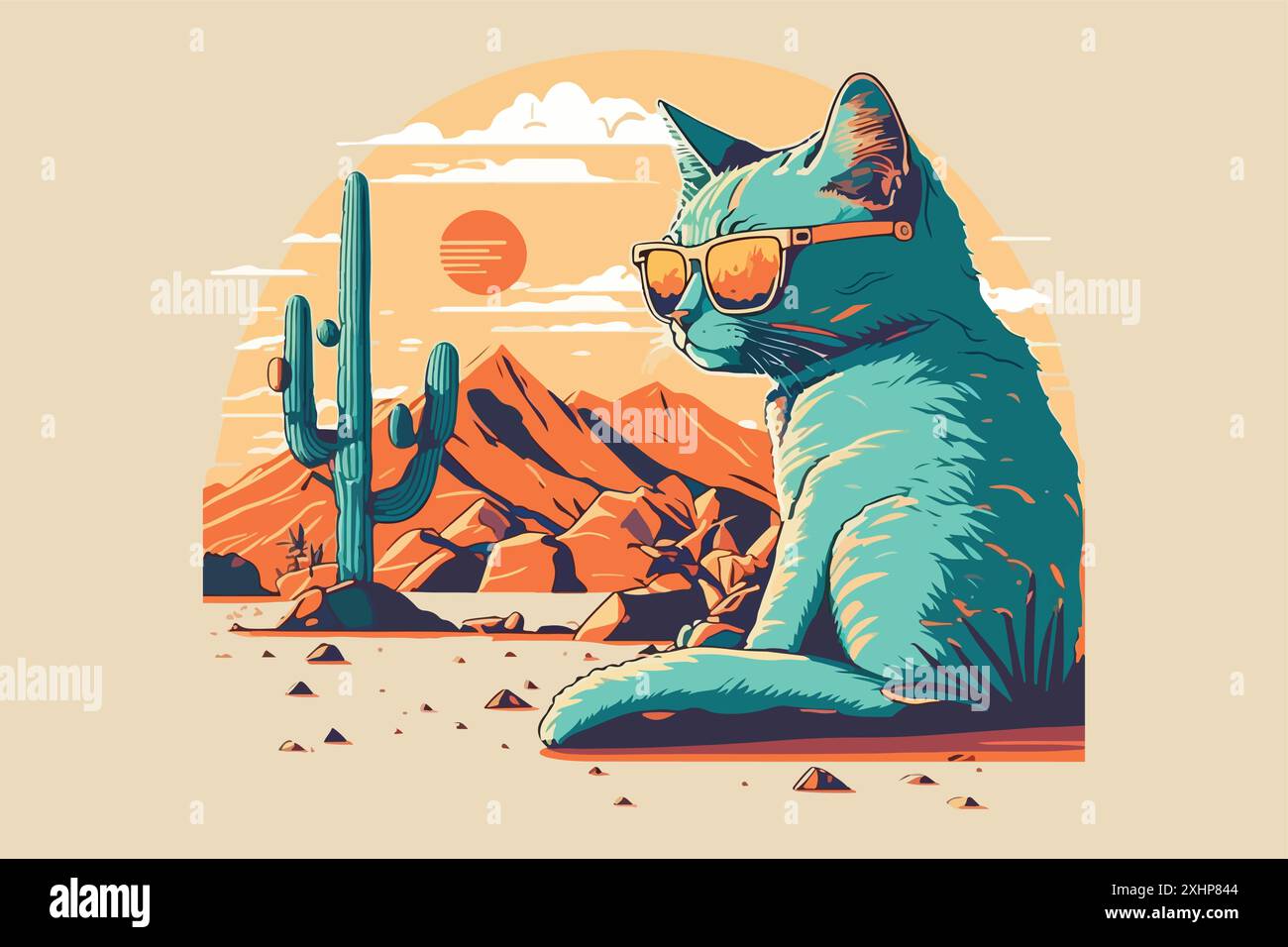 Cat summer vector illustration Stock Vector Image & Art - Alamy