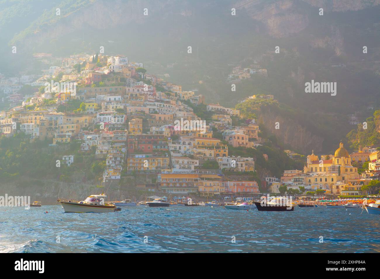 A view of Positano from the boat. Amalfi Coast, Campania, Italy Stock ...