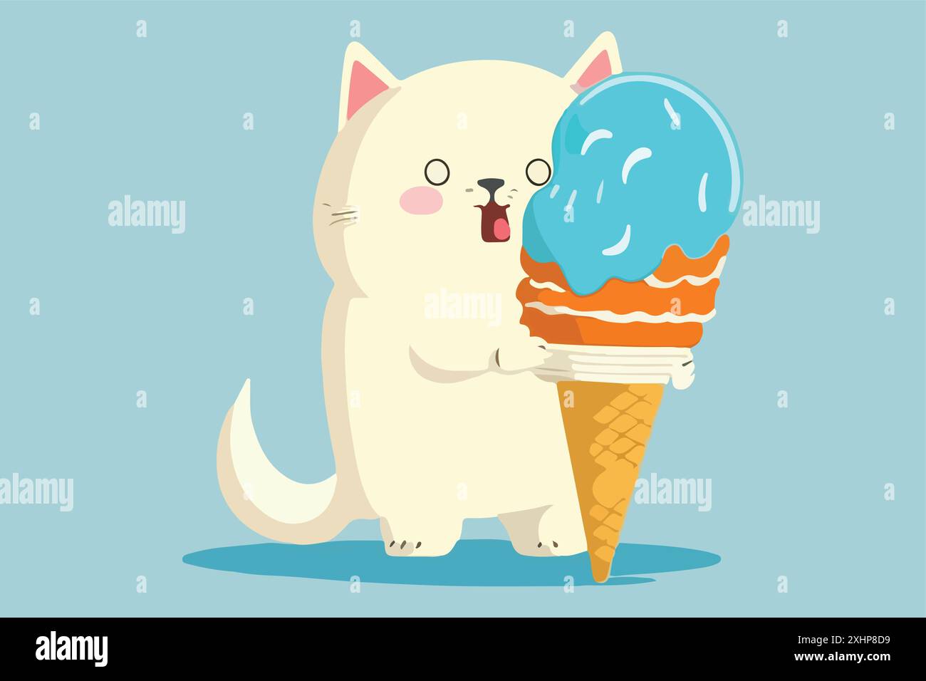 Cat eat ice cream vector illustration Stock Vector Image & Art - Alamy