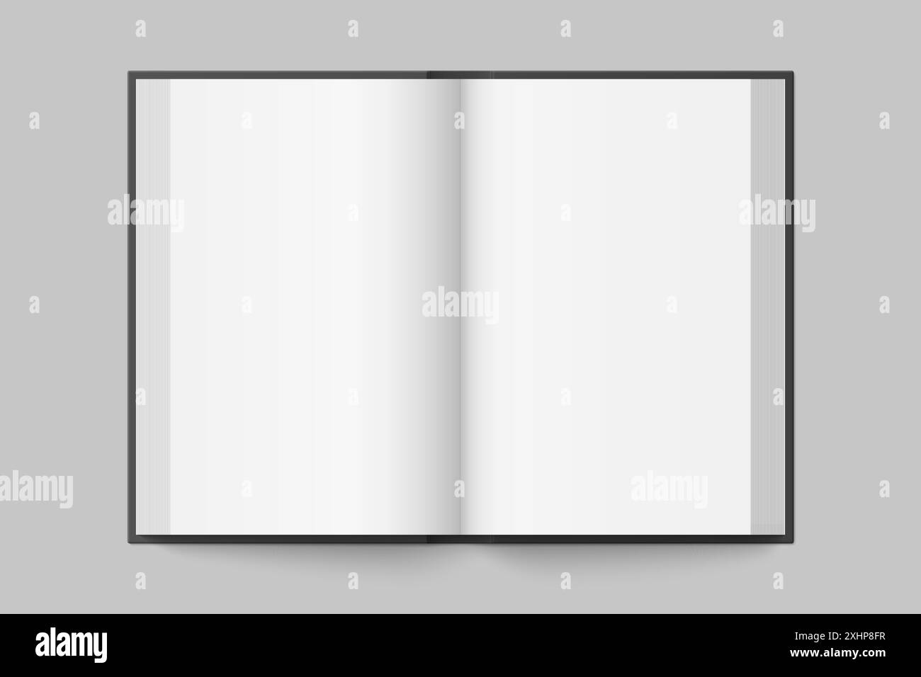 Vector mockup of hardcover vertical book spread with black cover ...