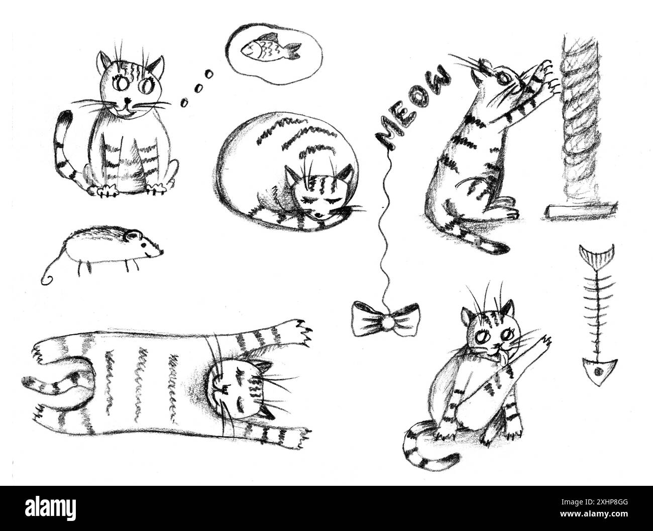 Cute cats drawing Cut Out Stock Images & Pictures - Alamy