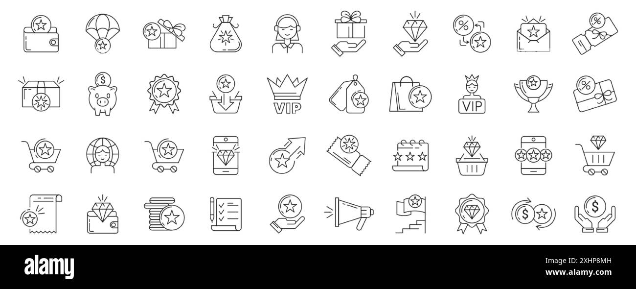 Loyalty program icons, exclusive benefits and gifts for vip members ...
