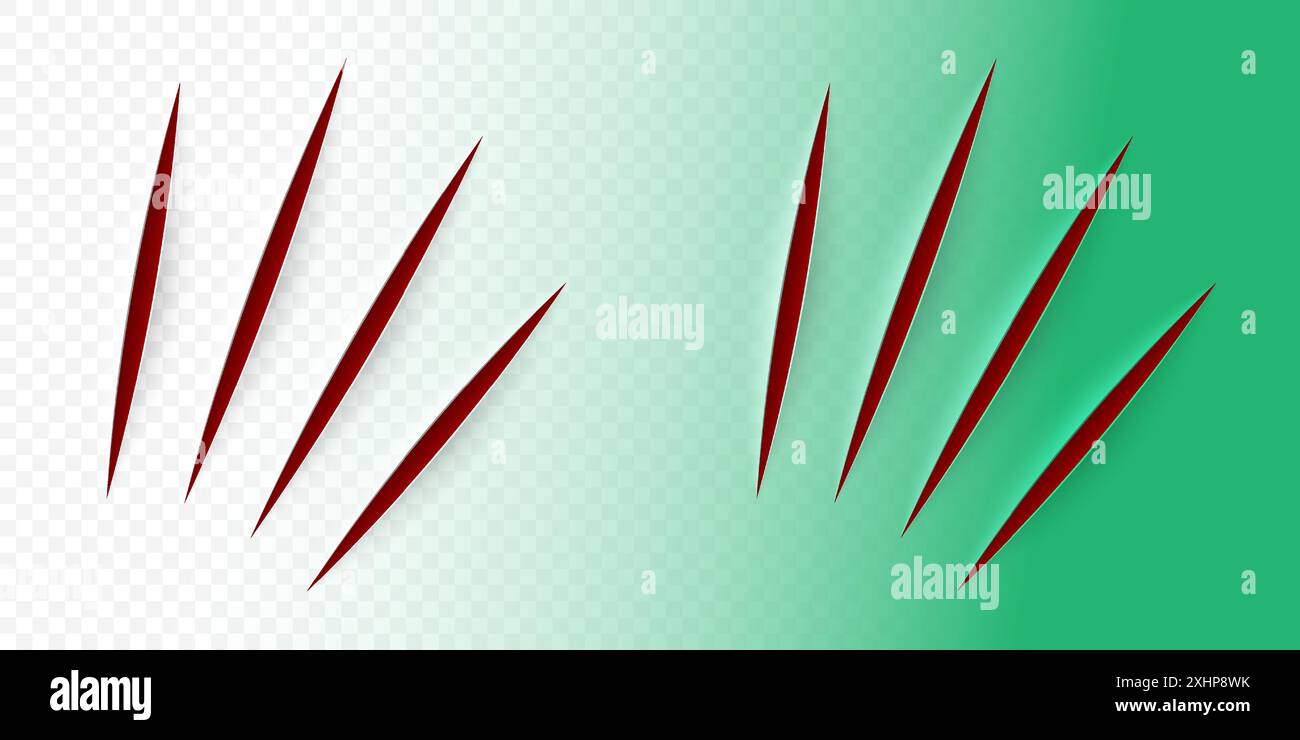 Vector realistic cut with an office knife on paper sheet isolated ...