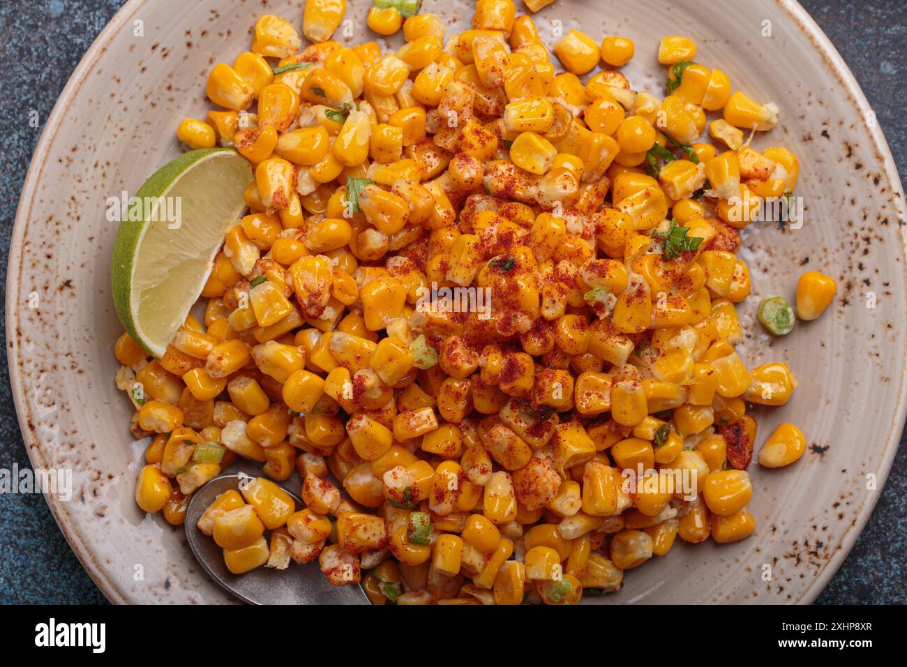 Esquites mexican street corn salad with chili, cilantro and lime juice ...
