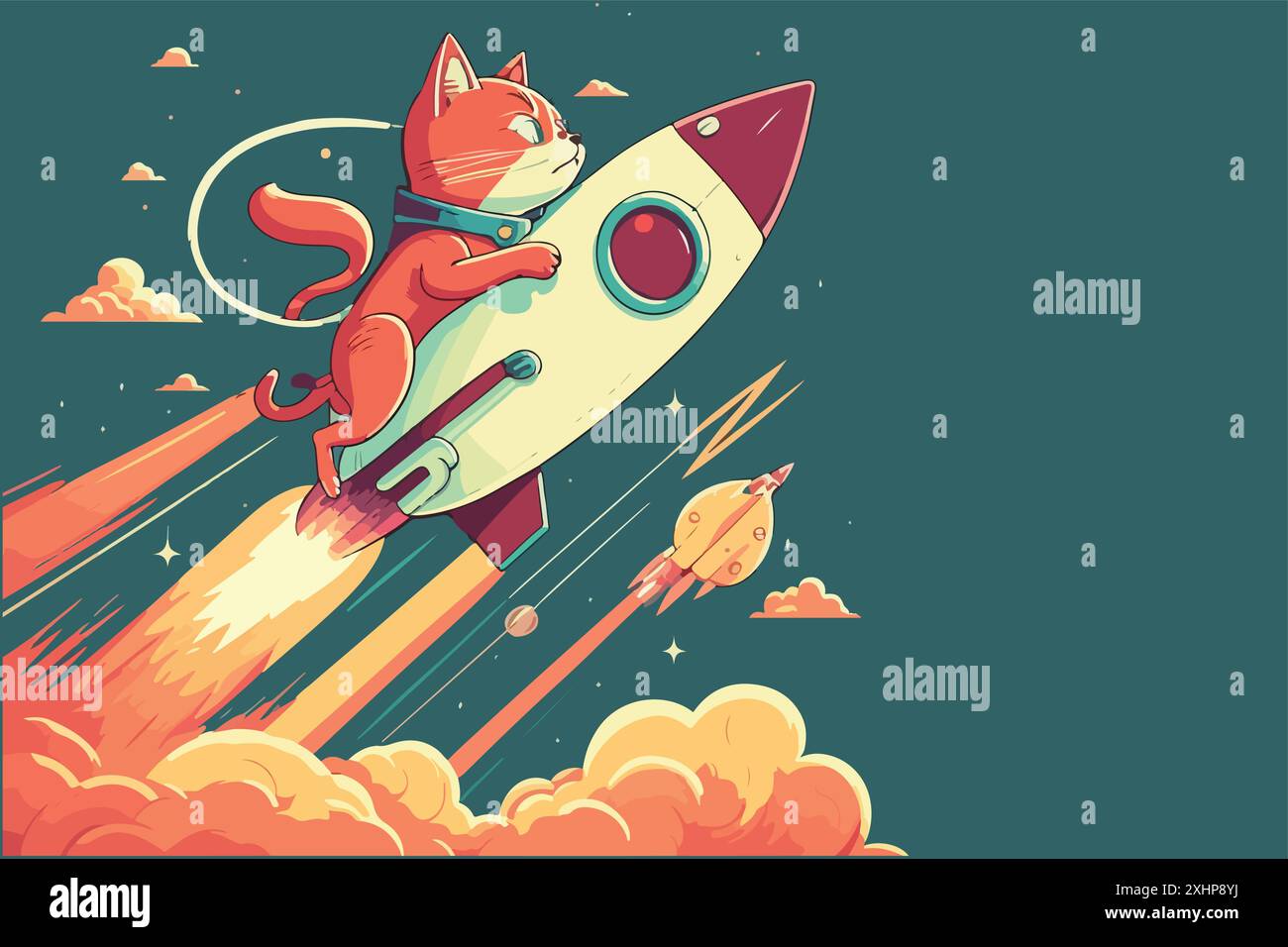 Cat riding a rocket vector illustration Stock Vector Image & Art - Alamy