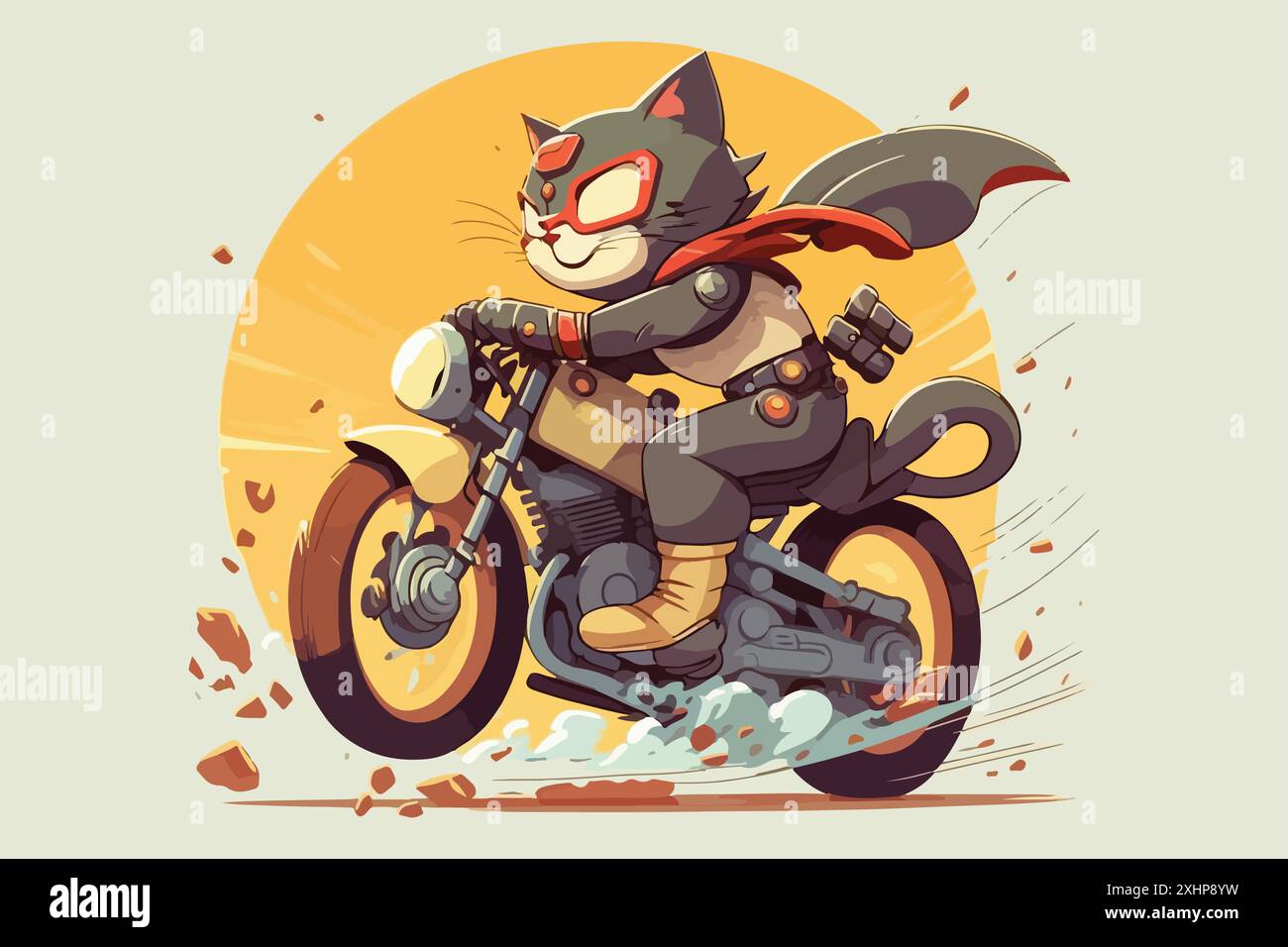 Cat riding a motorcycle vector illustration Stock Vector Image & Art ...