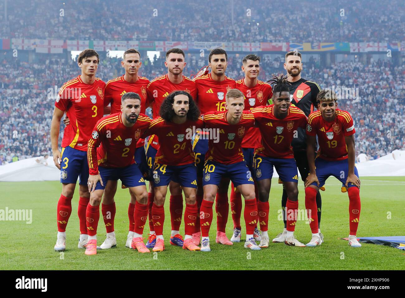 Berlin, Germany. 14th July, 2024. Spain team group line-up (ESP ...