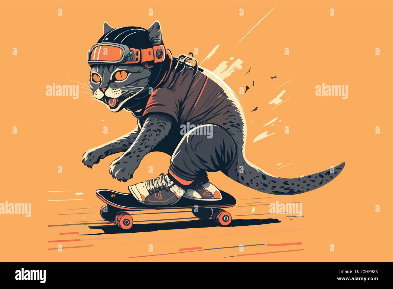 cat riding a skateboard vector illustration Stock Vector Image & Art ...
