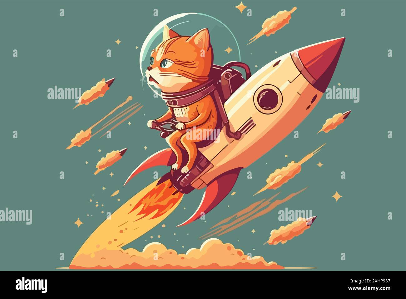 Cat riding a rocket vector illustration Stock Vector Image & Art - Alamy