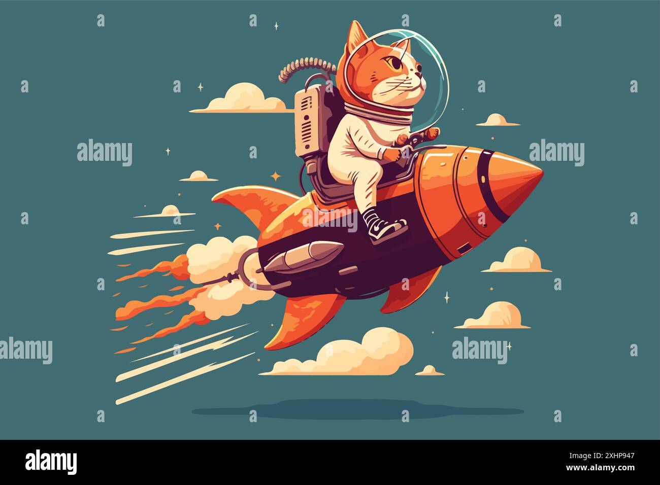 Cat riding a rocket vector illustration Stock Vector Image & Art - Alamy