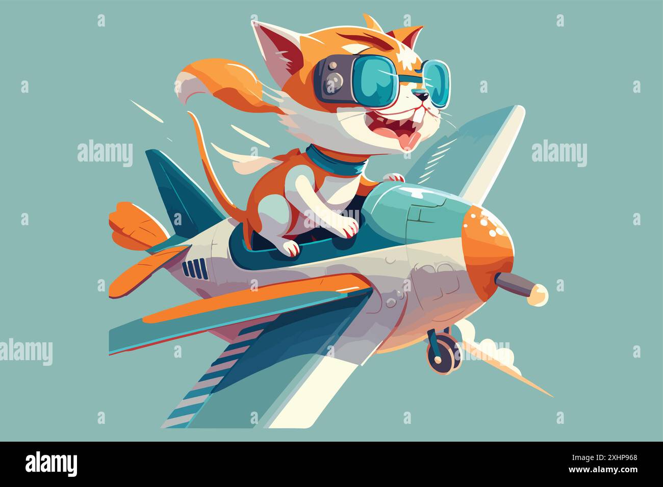 Cat riding a plane vector illustration Stock Vector Image & Art - Alamy