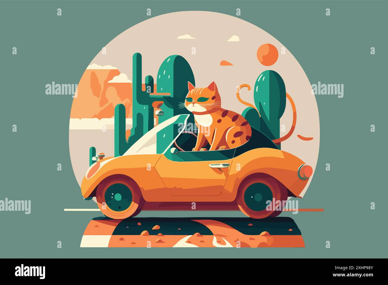 Cat riding a car vector illustration Stock Vector Image & Art - Alamy