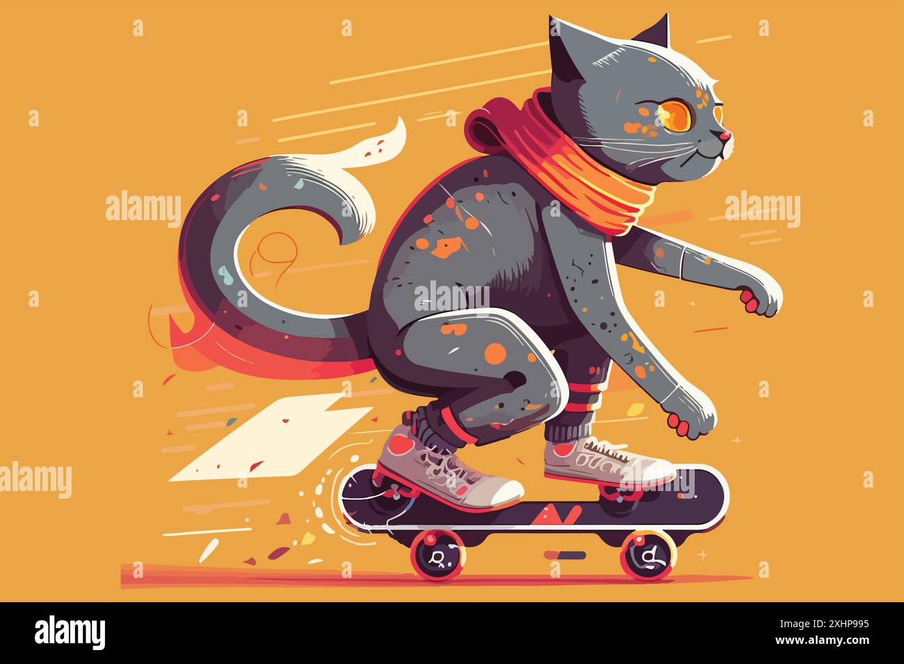cat riding a skateboard vector illustration Stock Vector Image & Art ...