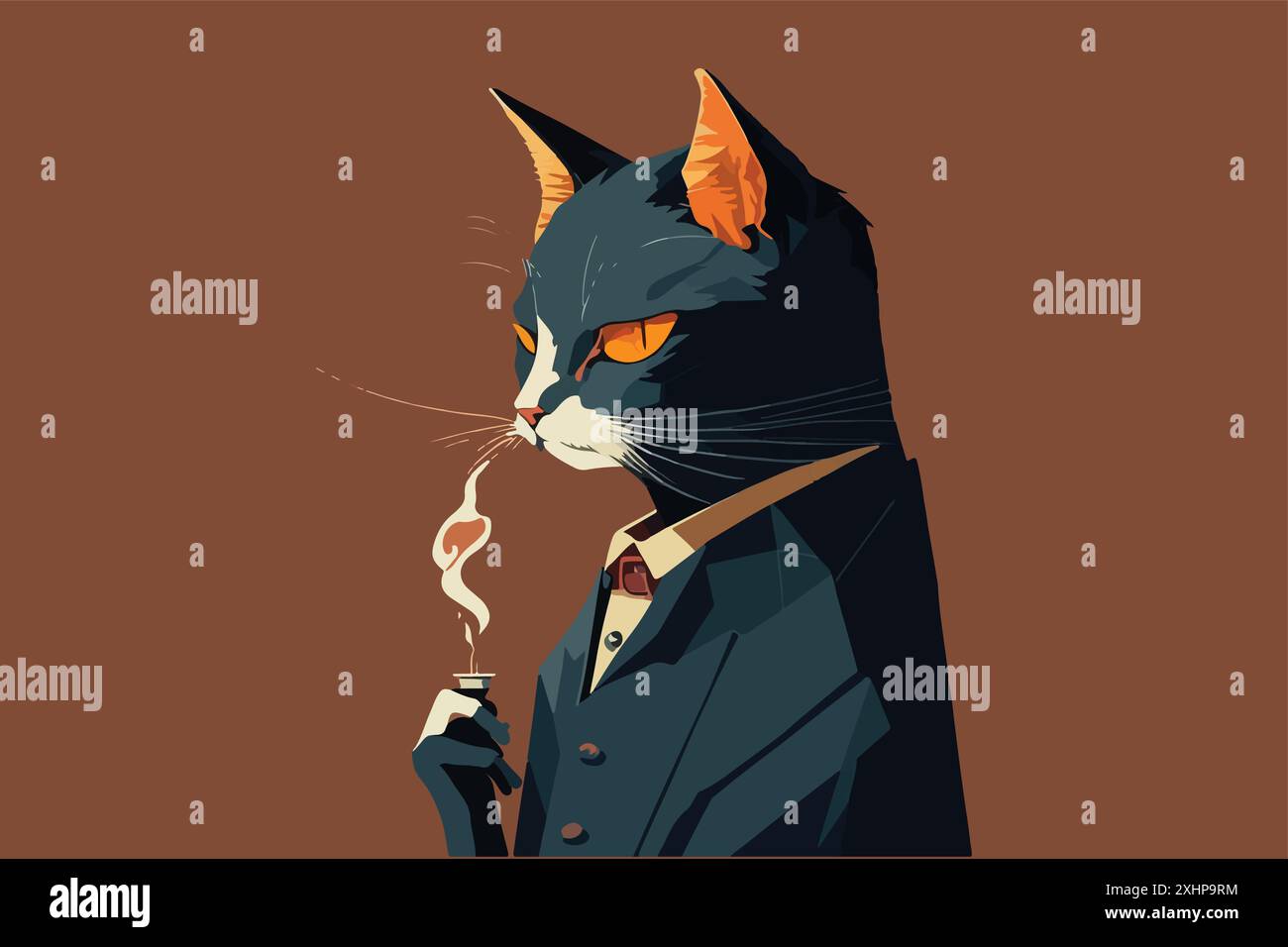 Cat smoking drawing Stock Vector Images - Alamy