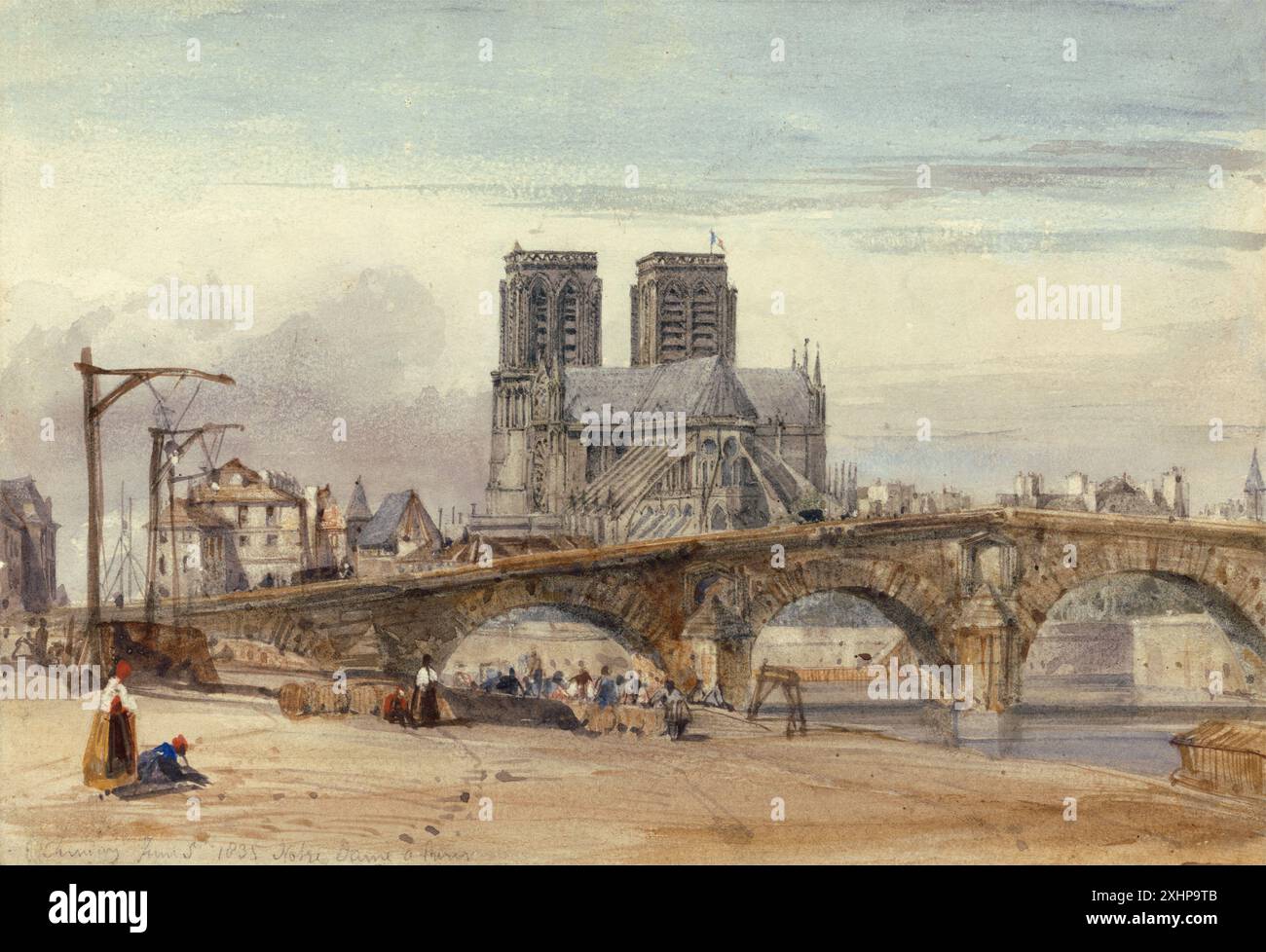 Painting of The Notre Dame cathedral Paris by painter William Callow ...