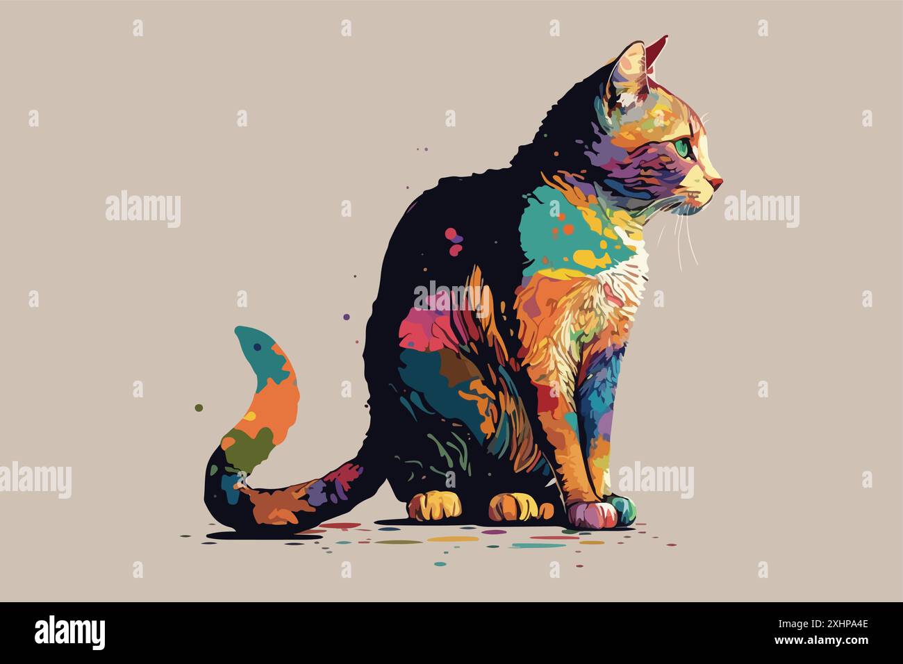 Colorful Cat vector illustration Stock Vector Image & Art - Alamy