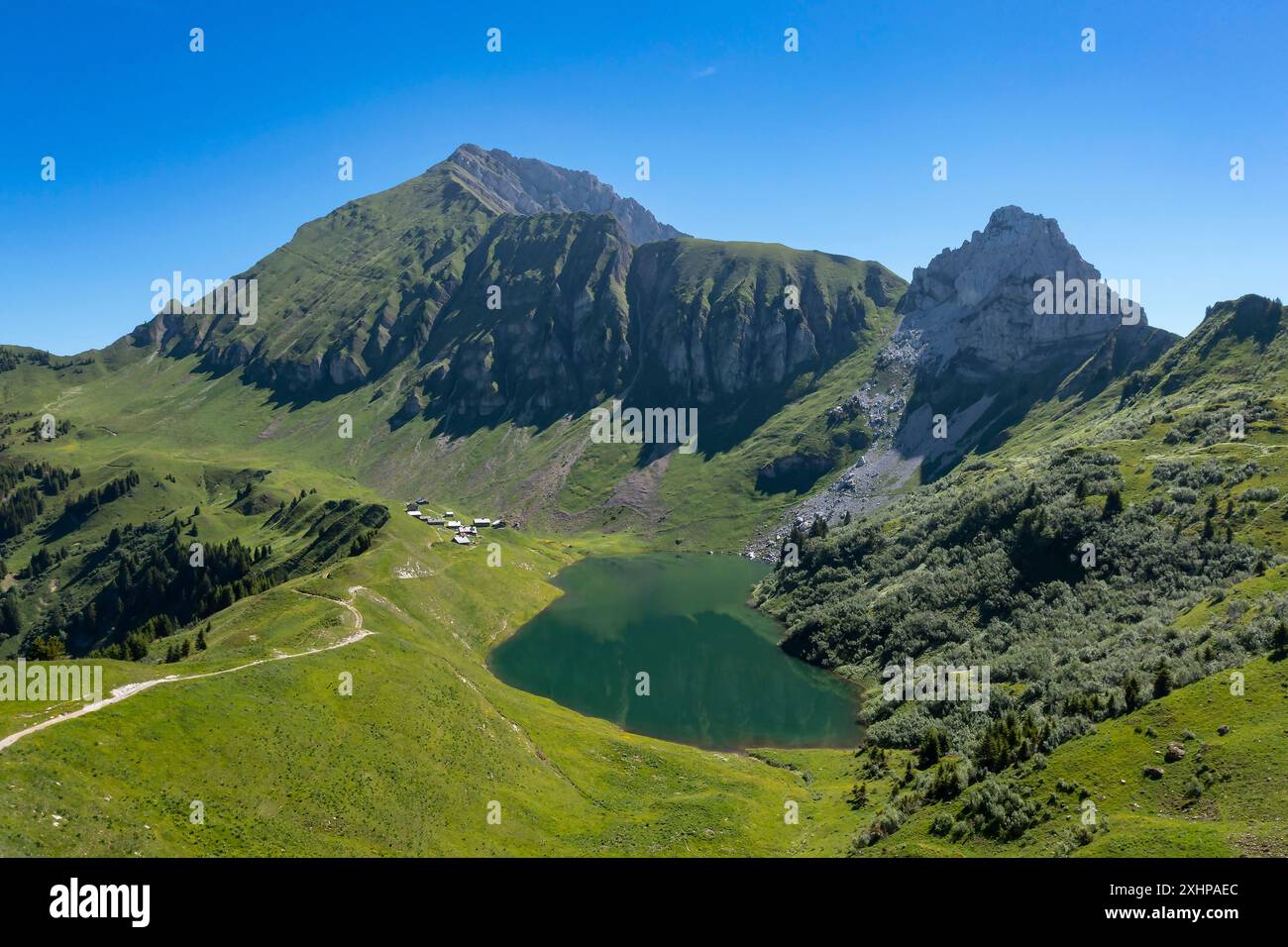 France, Haute Savoie, Aravis massif, Petit Bornand, hike to Lessy lake ...