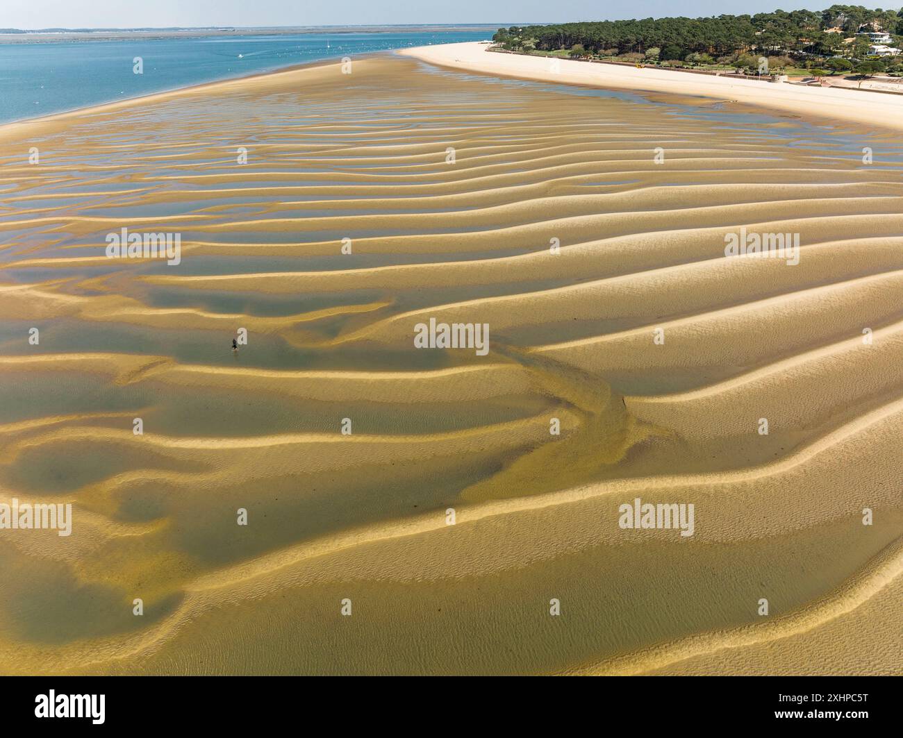 France, Gironde, Bassin d'Arcachon, Arcachon, Pereire beach (aerial ...