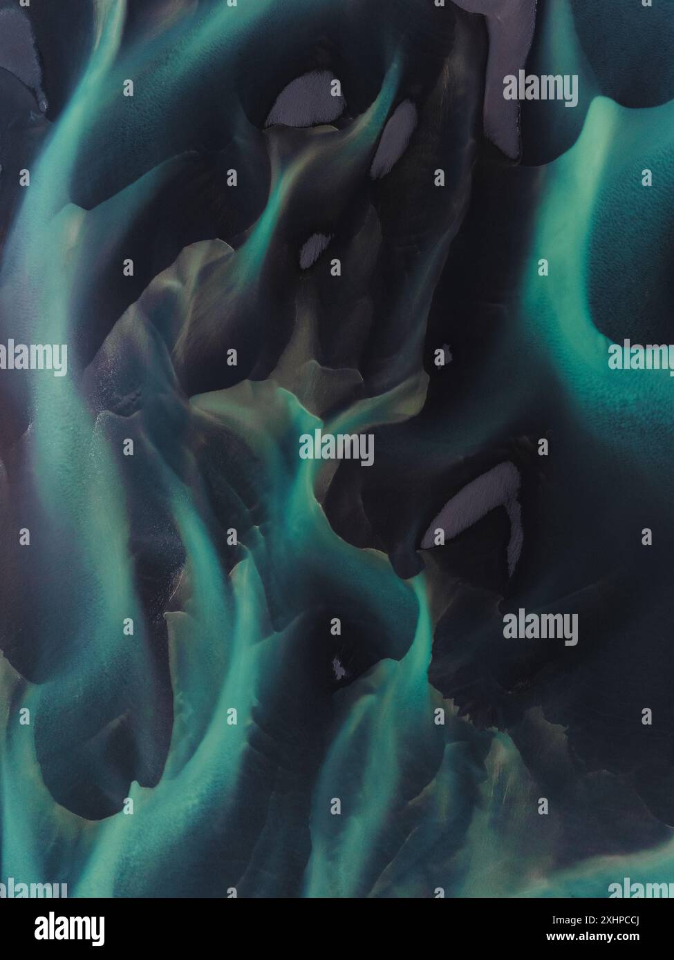 Aerial view of glacial rivers in the highlands of iceland hi-res stock ...