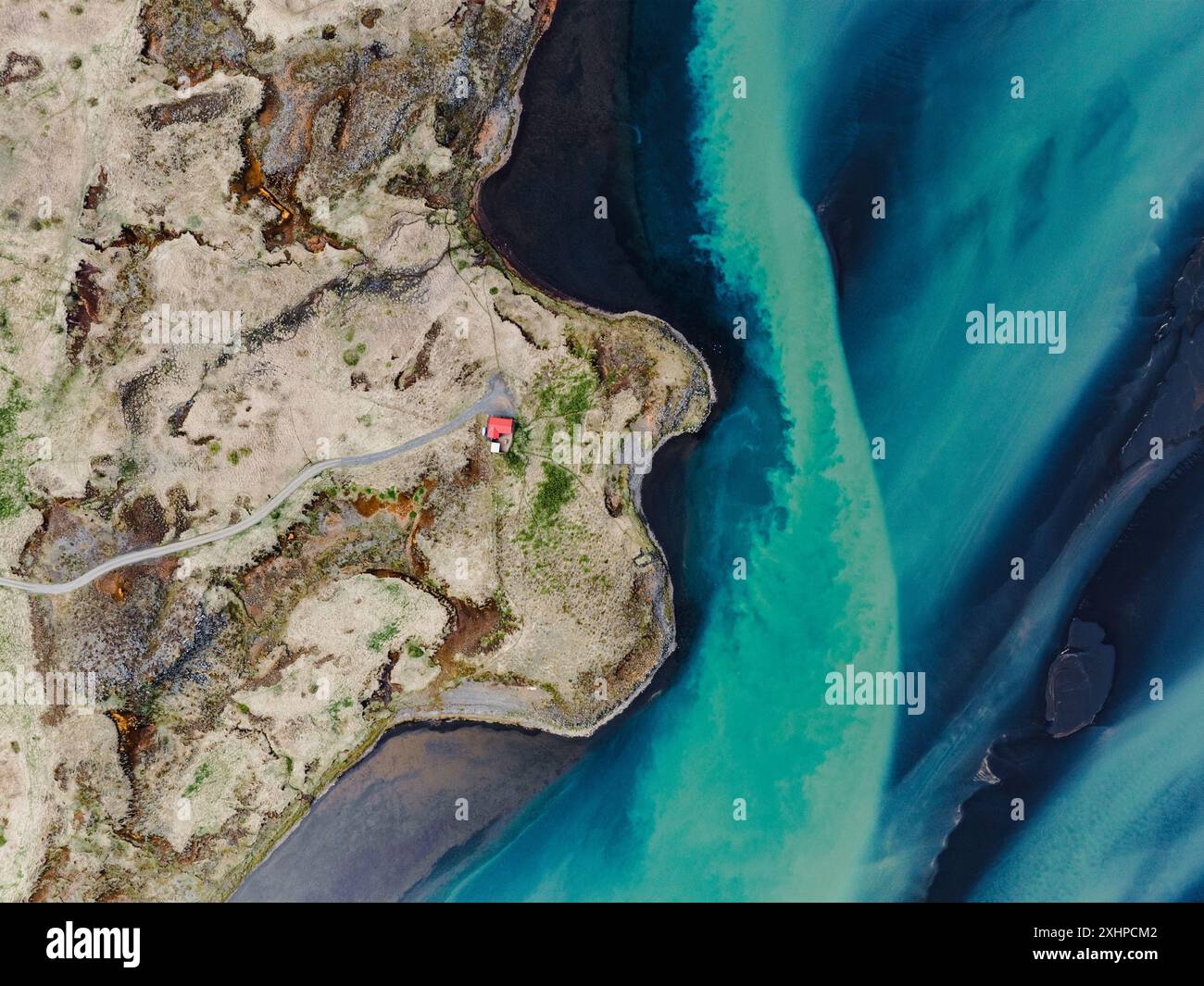 Aerial view of glacial rivers in the highlands of iceland hi-res stock ...