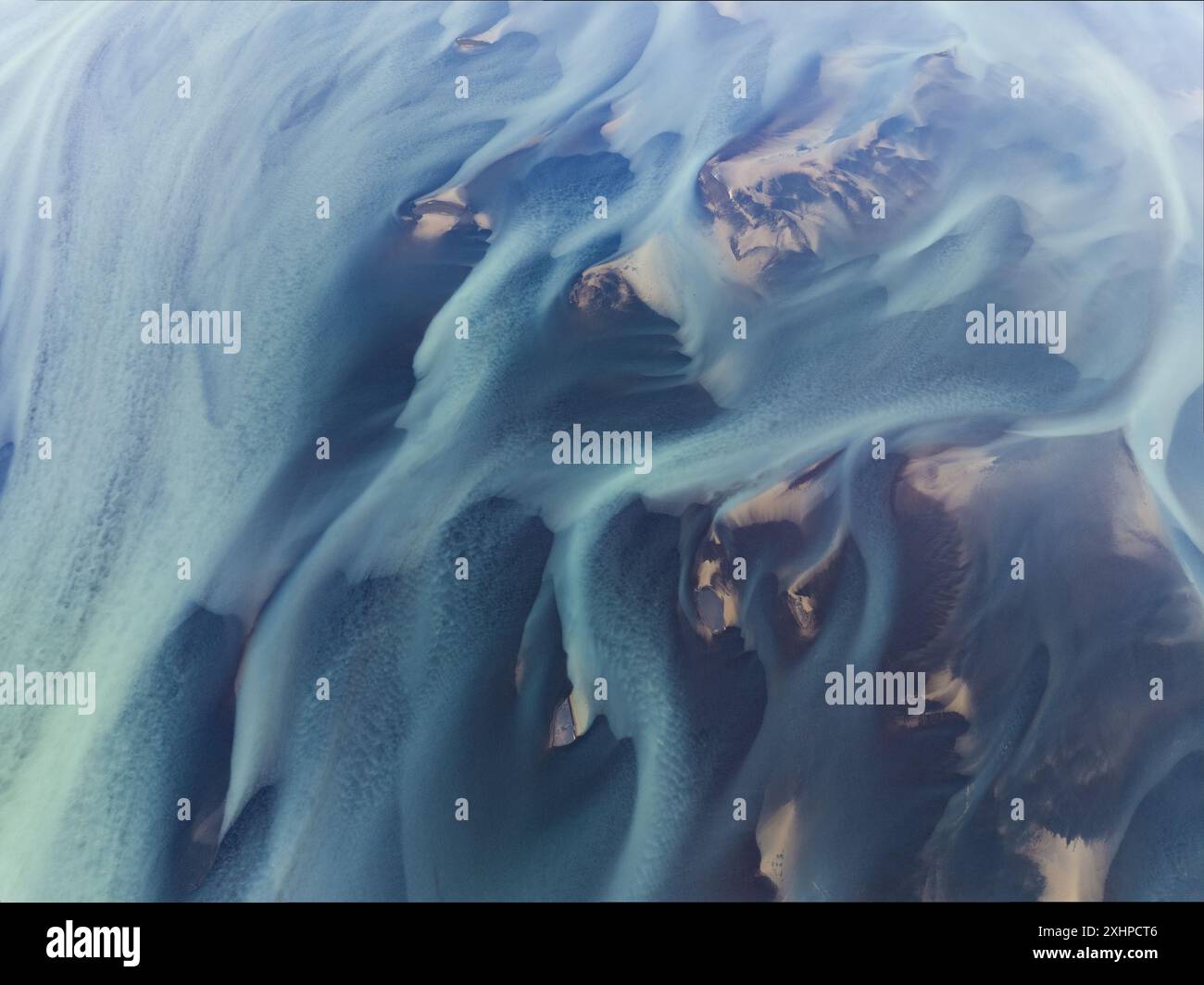 Aerial view of glacial rivers in the highlands of iceland hi-res stock ...