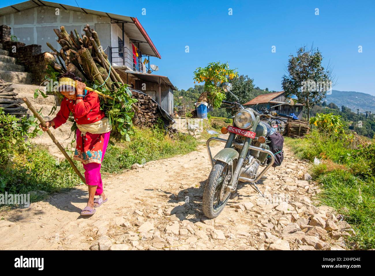 Nepal, Kathmandu valley, surroundings of Changu Narayan, transport of ...