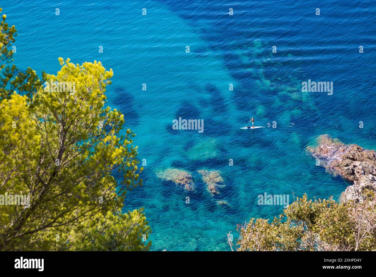 France, Var, La Croix Valmer, coastal path between Gigaro beach and Cap ...