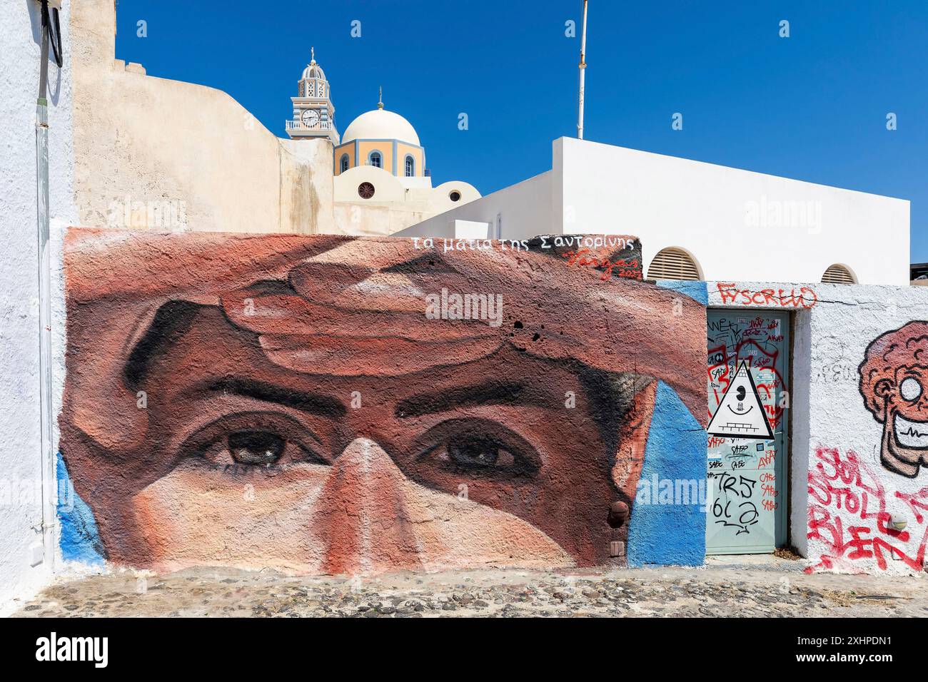 Greece, The Cyclades, Santorini Island (Thera or Thira), village of ...