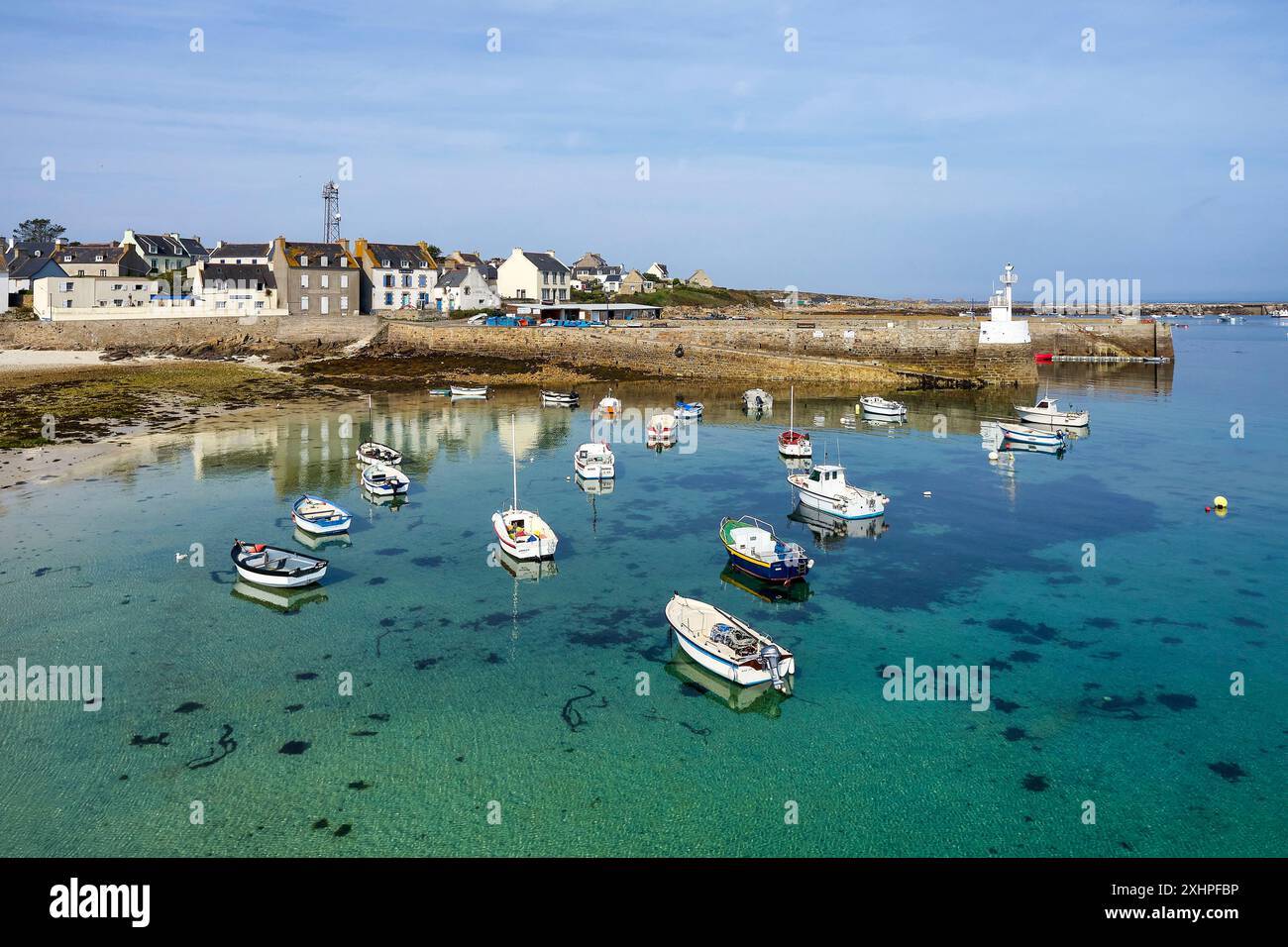 France, Finistère, Iroise sea, Molène Island (Ile-Molène), the harbour ...