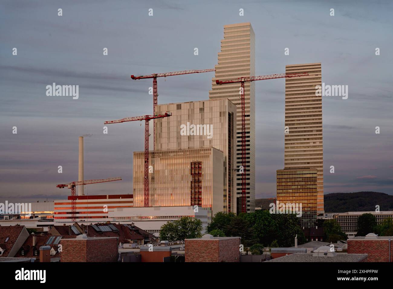 Switzerland, Basel, the Roche Towers, the tallest in Switzerland ...