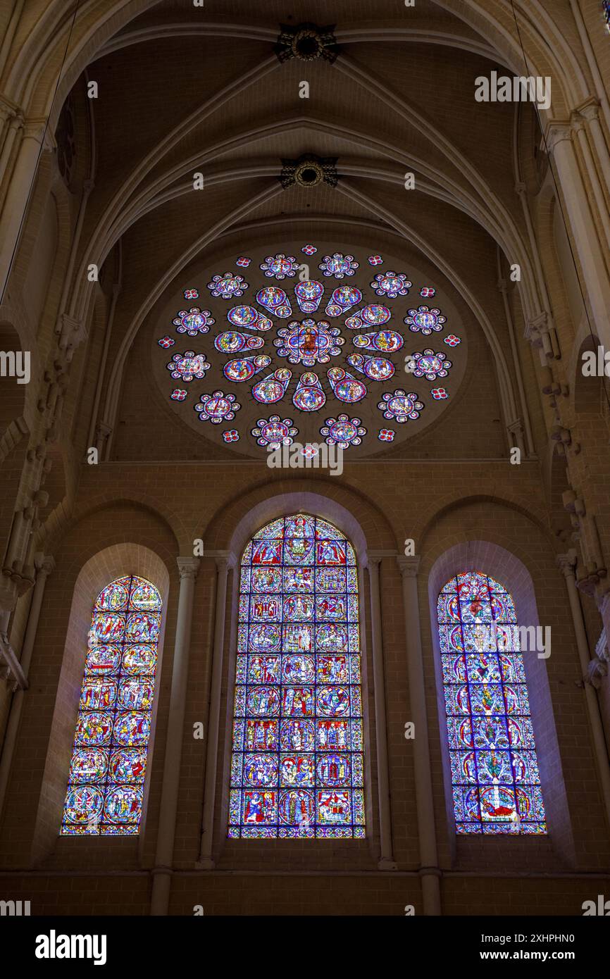 France, Eure et Loir, Chartres, the cathedral, the rose window and its ...