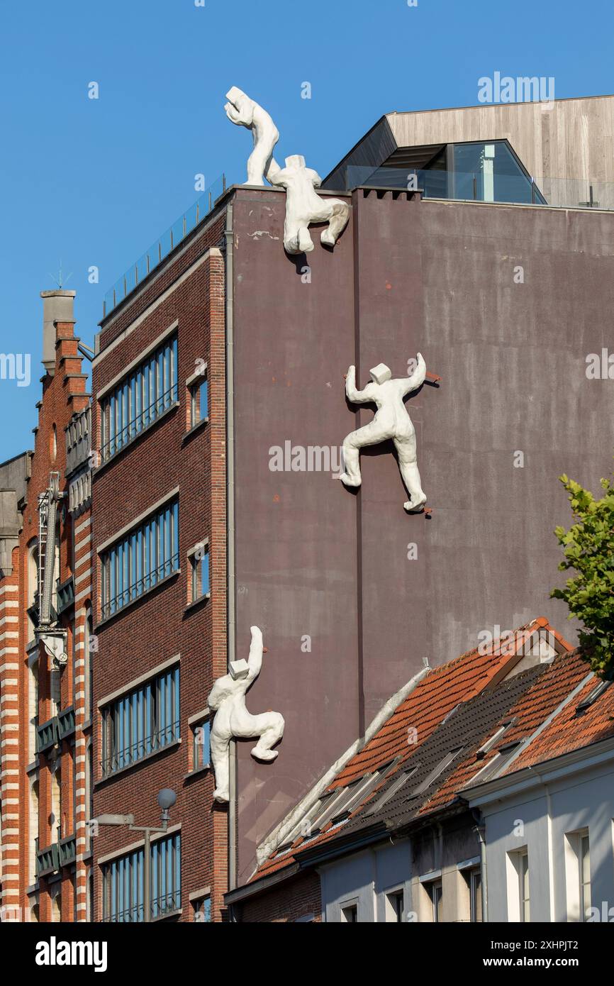 Belgium, Flanders, Antwerp, Whisperer Figures by Daisy Boman Stock ...