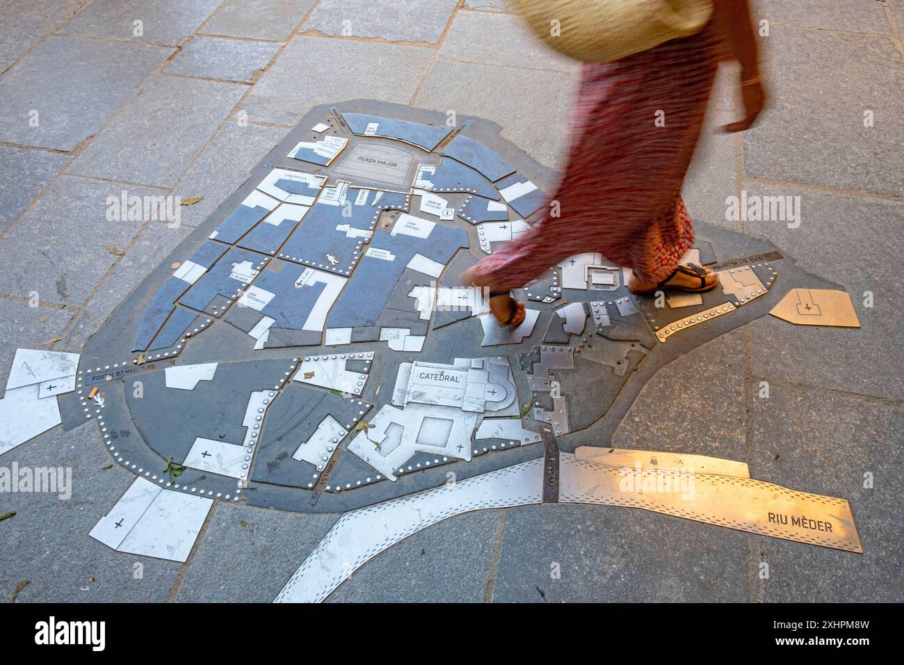 Spain, Catalonia, Vic, plaza Mayor, relief historical map Stock Photo ...