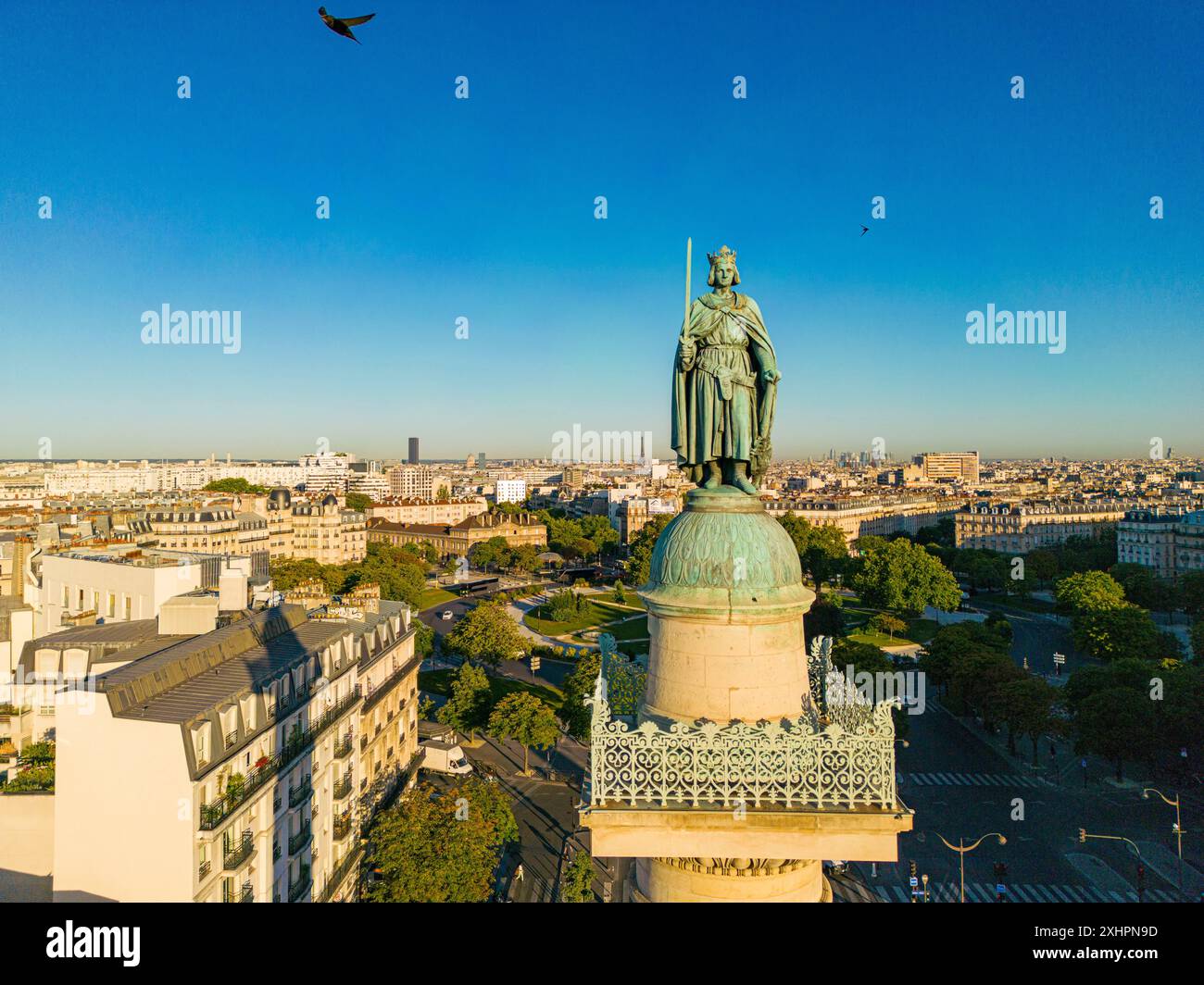 France, Paris, Place de la Nation, the columns of the Throne, statue of ...