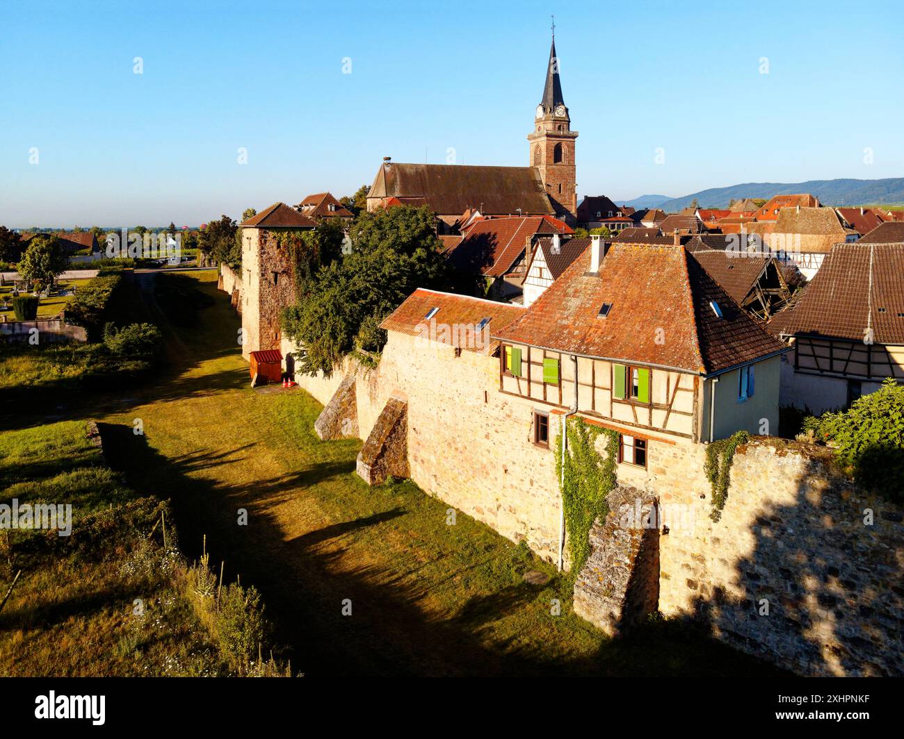 France, Haut Rhin, Alsace wine road, Bergheim, medieval walled ancient ...