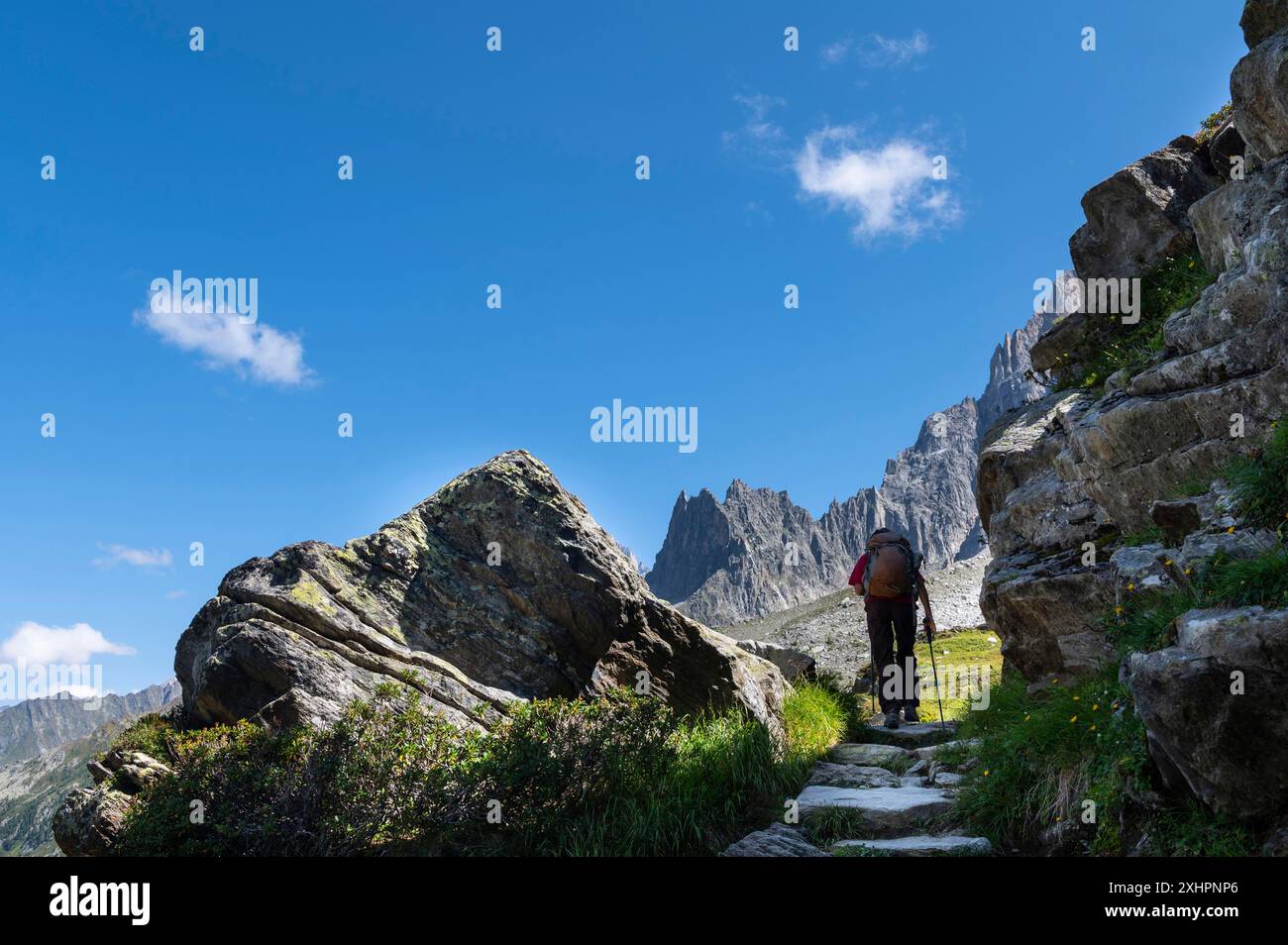 France, Haute Savoie, Mont Blanc massif, Chamonix, hiking on the ...