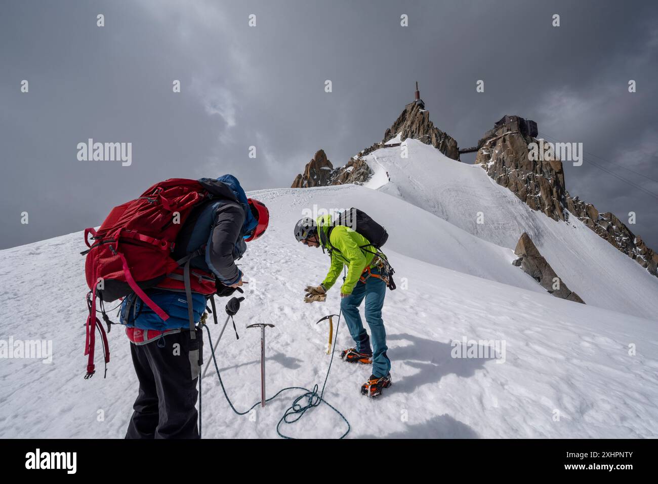 France, Haute Savoie, Mont Blanc massif, Chamonix, Aiguille du Midi, Glacier hike crossing the ...